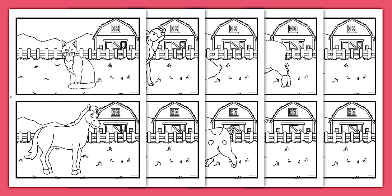 Early Childhood Farm Animals Busy Bag Coloring Sheets