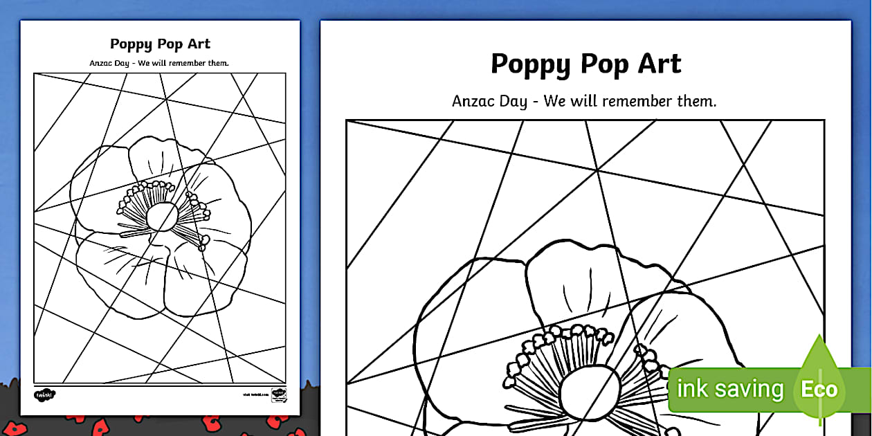 Anzac Poppy Pop Art Worksheet / Worksheet (teacher made)