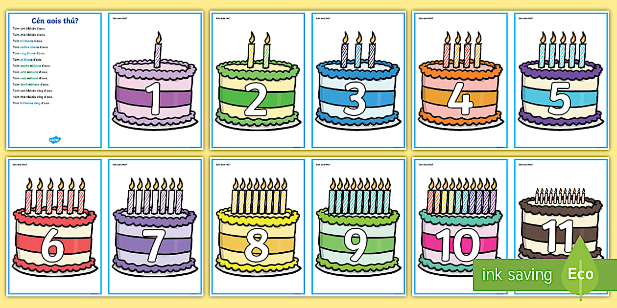 Cén aois thú? Flashcards | Ages as Gaeilge | Twinkl