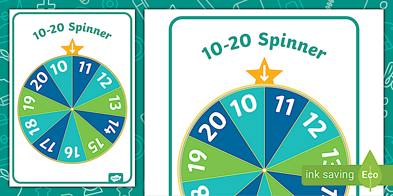 Black and White Numbers 10-20 Spinner (teacher made)