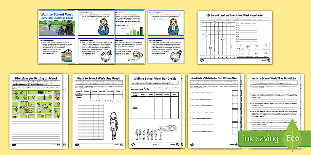 CfE Second Level Walk to School Week Maths Activity Pack