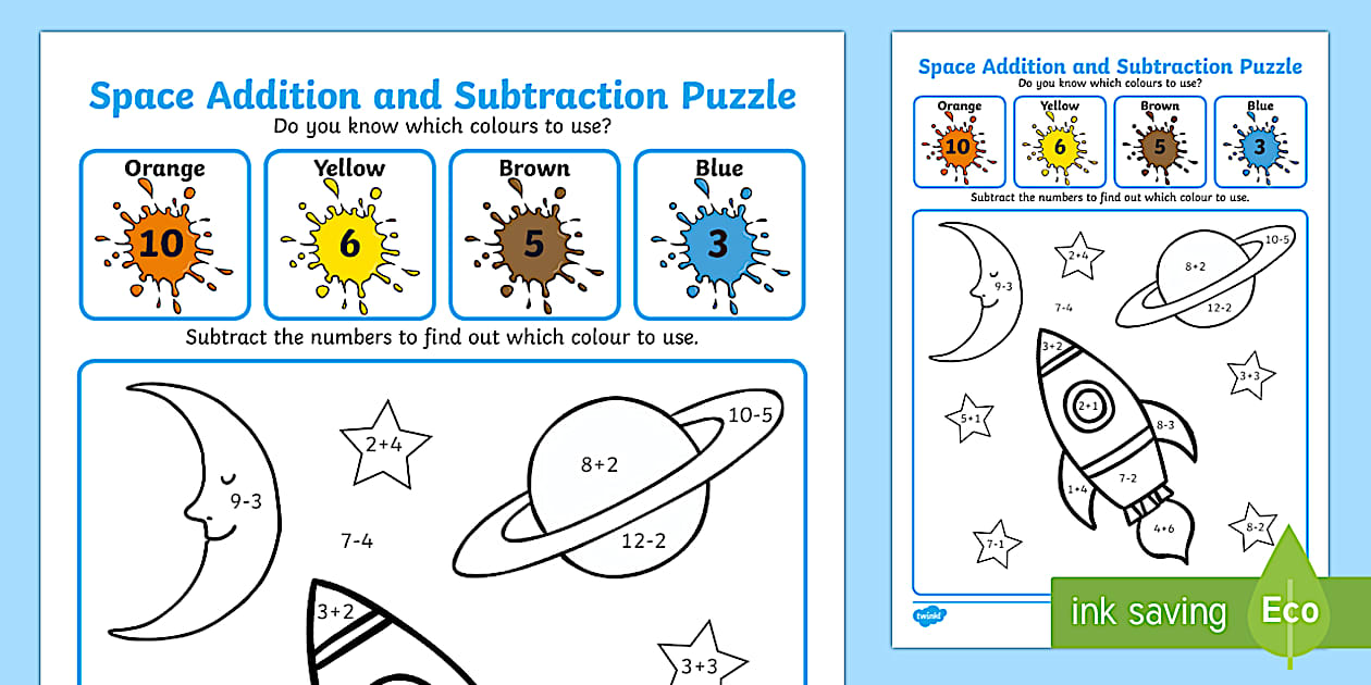 Editable Space Addition and Subtraction Puzzle - Twinkl