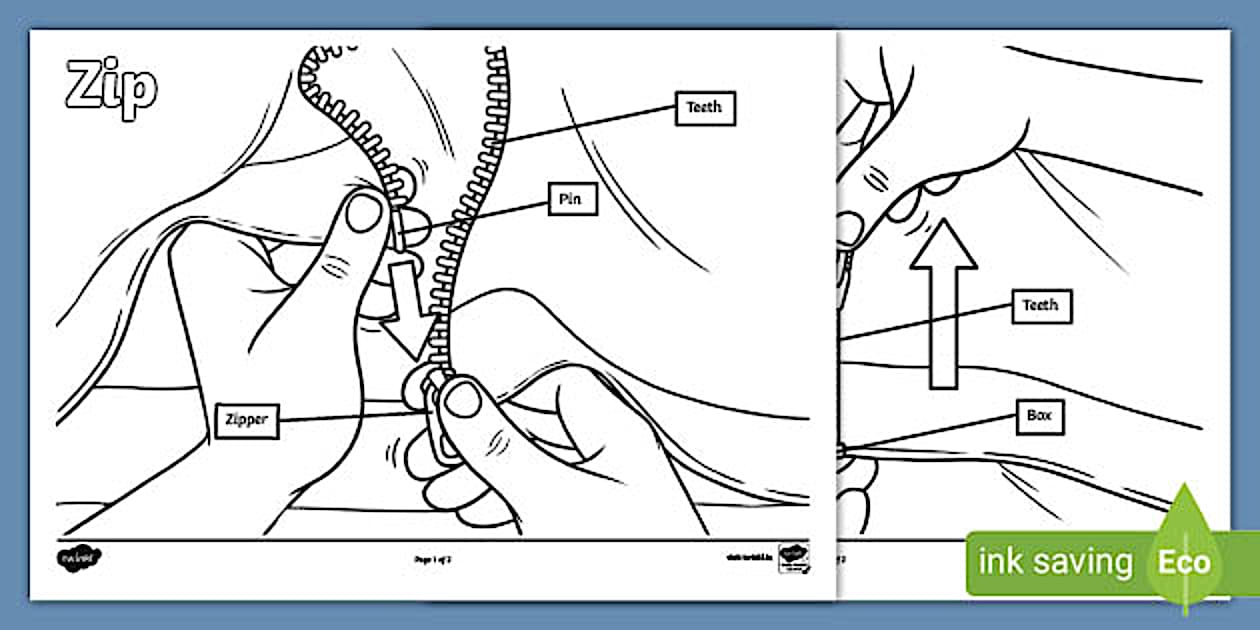 Zip Colouring Page (teacher made) - Twinkl