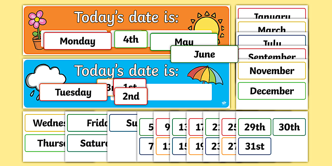 Today's Day and Date Display Pack - Printable Calendar