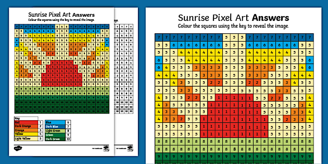 Sunrise Pixel Art Template (Teacher-Made) - Twinkl