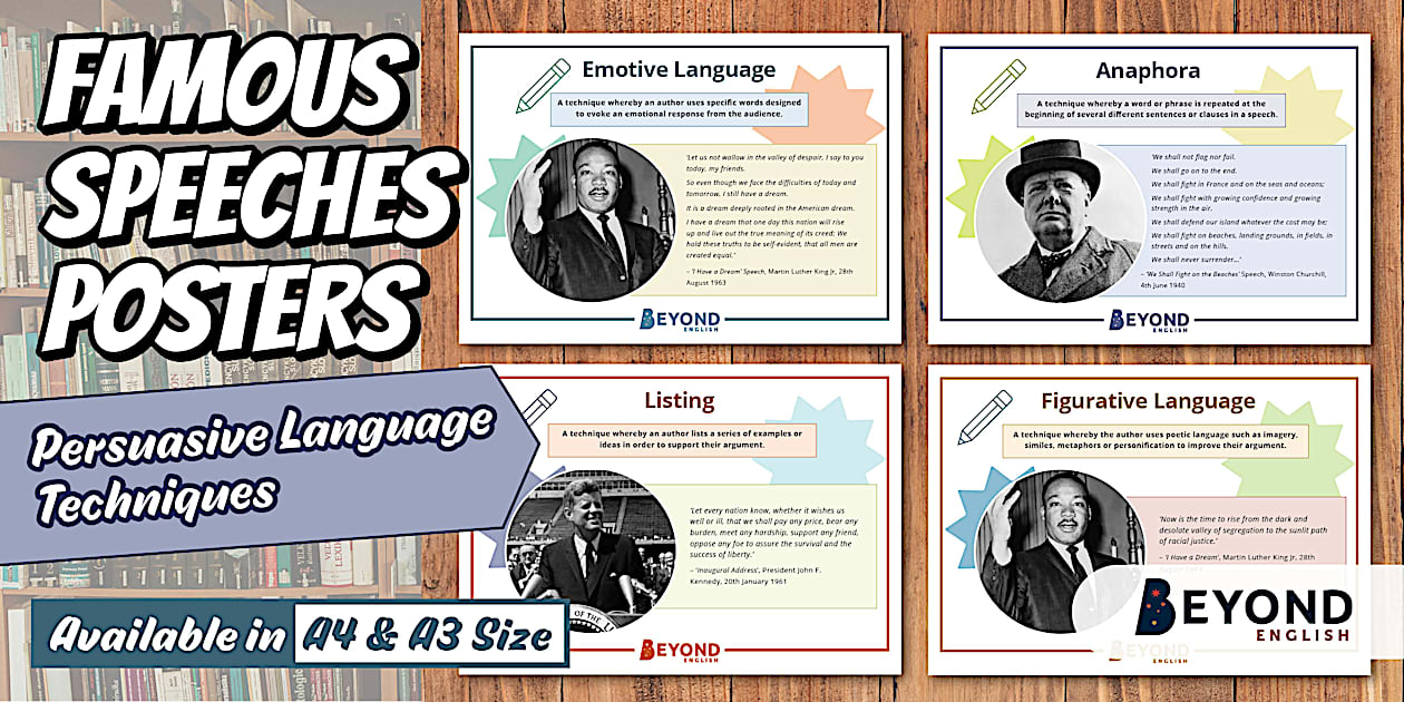 Persuasive Language Techniques Famous Speeches Posters