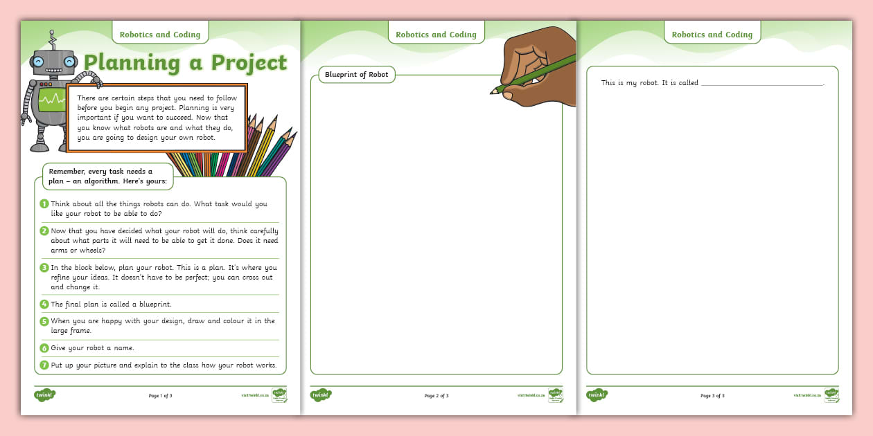 Robotics and Coding - Robotics Worksheet: Planning a Project