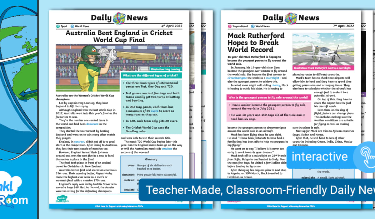 Weekly Comprehension Pack - 8th April 2022 - Twinkl NewsRoom