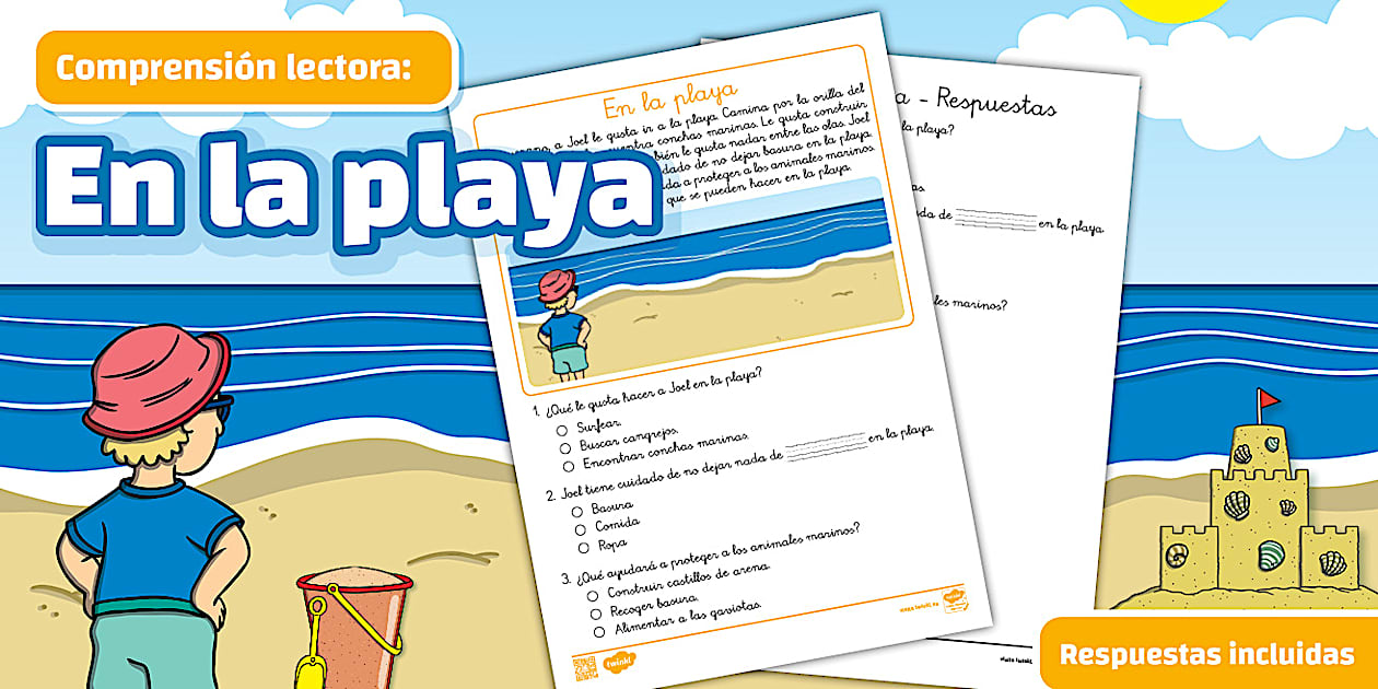 Comprensión lectora: En la playa – 1º de Primaria