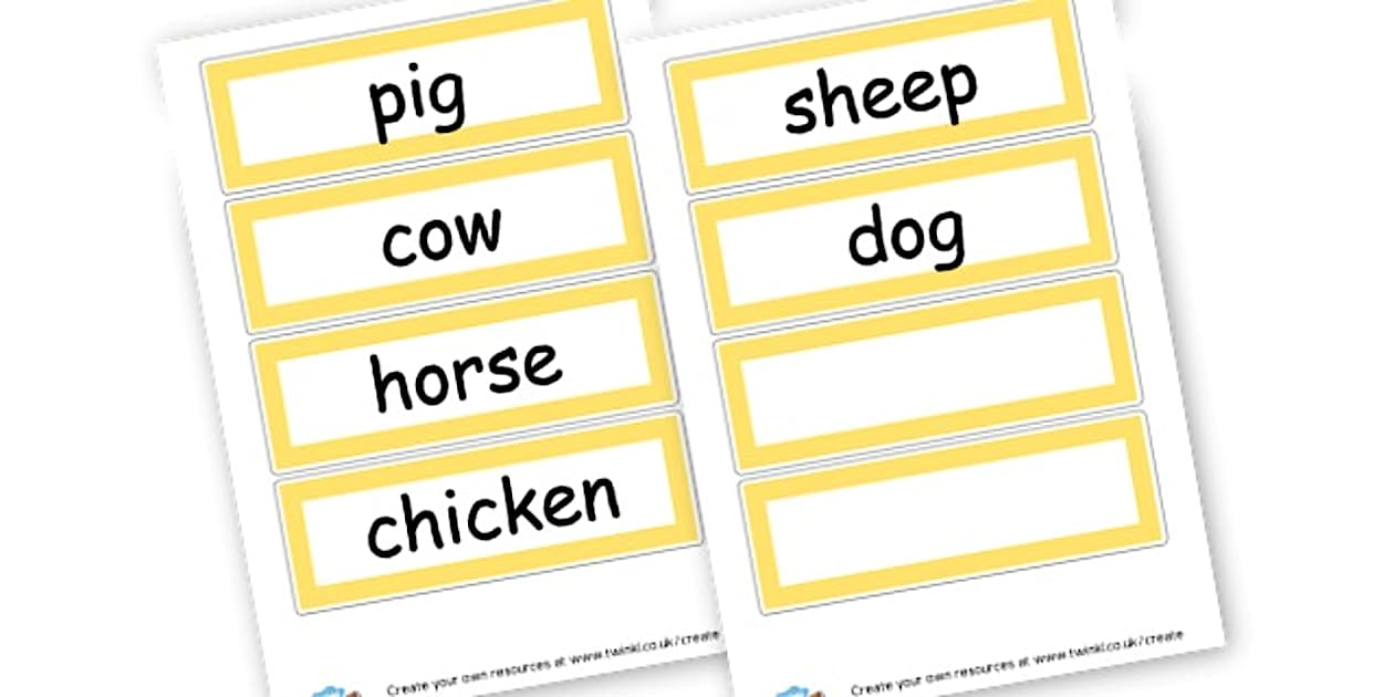 Animals Word Cards (teacher made) - Twinkl