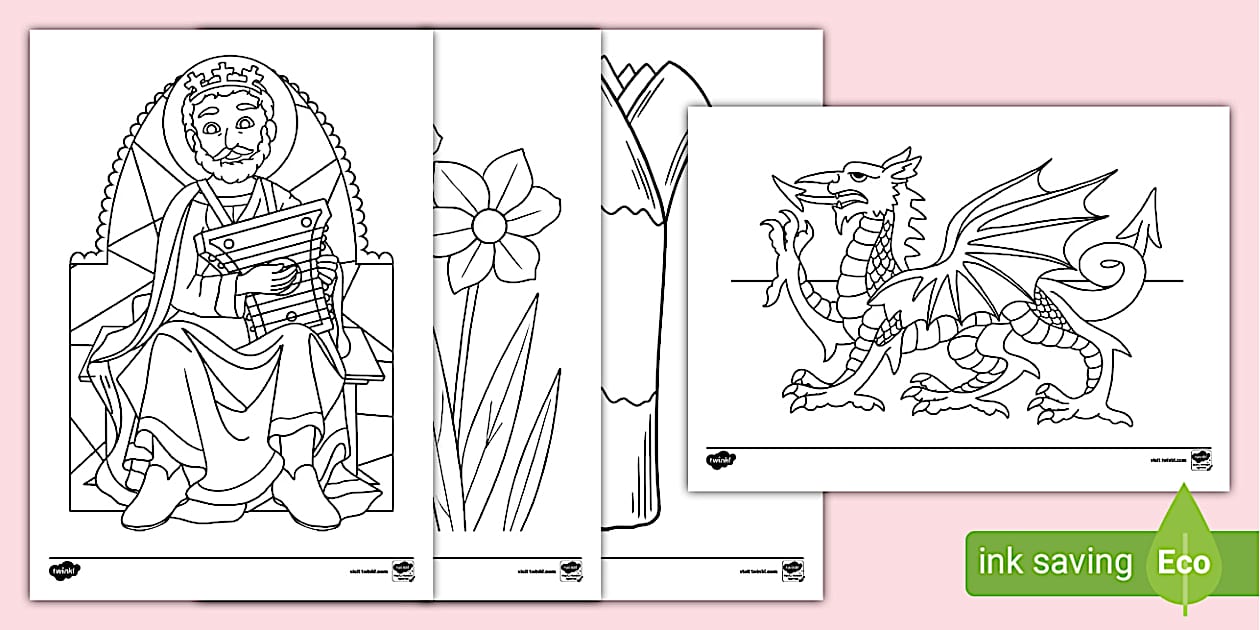 St. David's Day Colouring Sheet (teacher made) - Twinkl