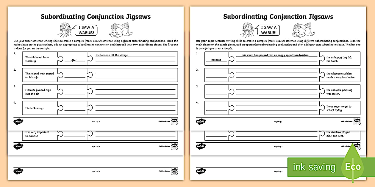 Editable Subordinating Conjunctions Ks2 What Is A Subordinating Conjunction