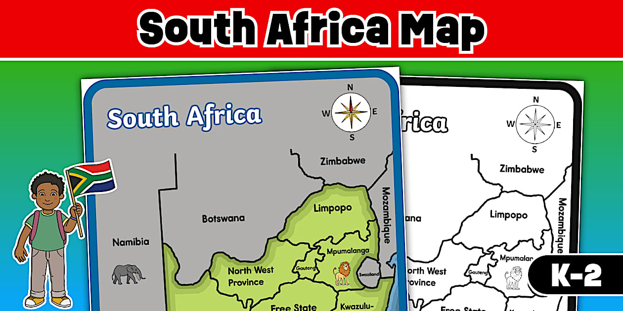 South Africa Map With Words and Pictures