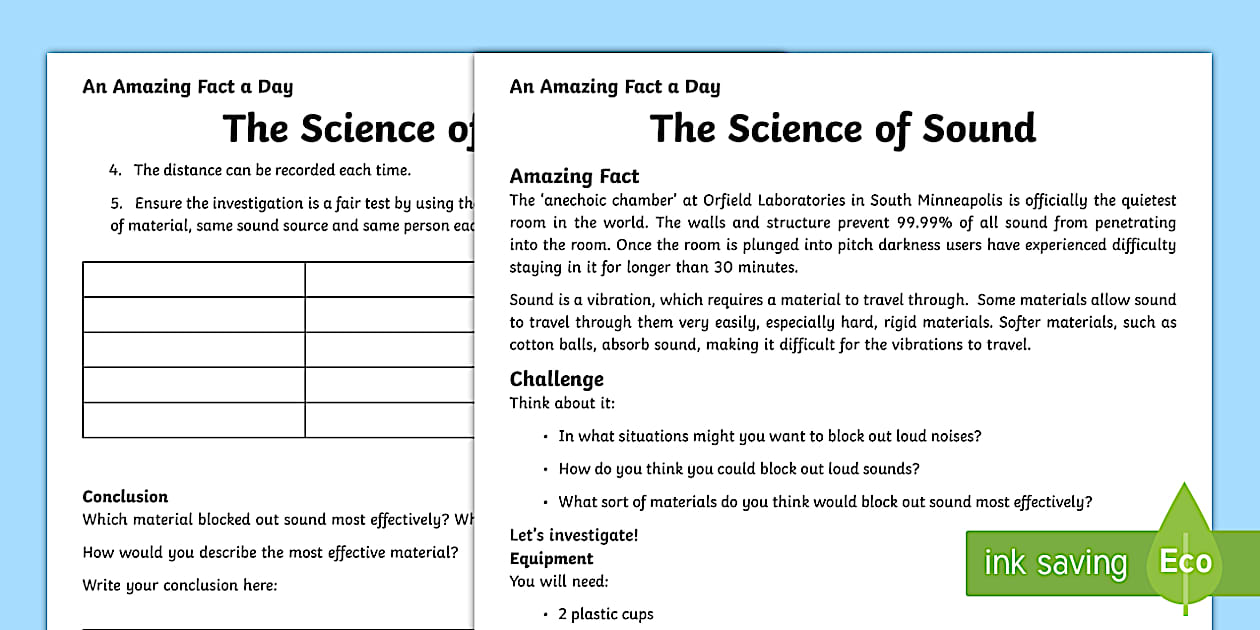 The Science of Sound Science Experiment (teacher made)