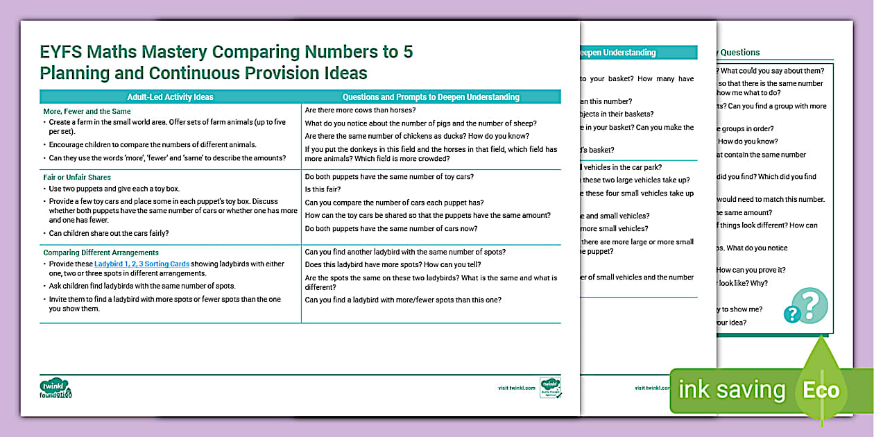 👉 EYFS Maths Mastery Comparing Numbers to Five Planning Twinkl 👉 EYFS Maths Mastery Comparing Numbers to Five Planning Twinkl