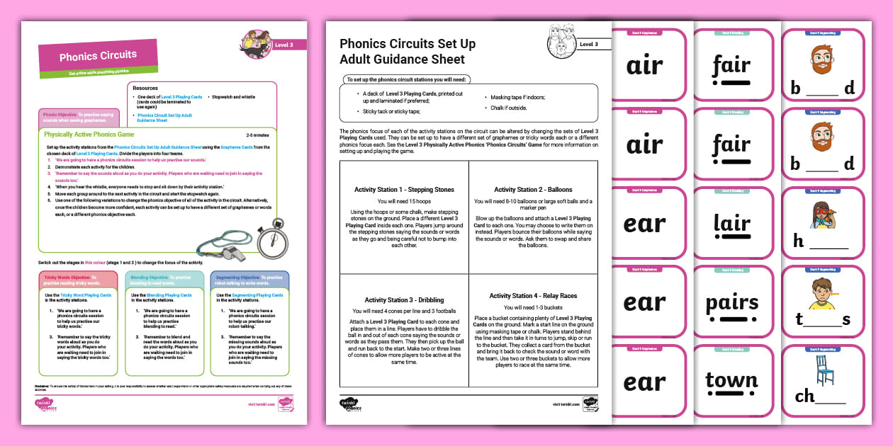 Level 3 Physically Active Phonics Game: Phonics Circuits