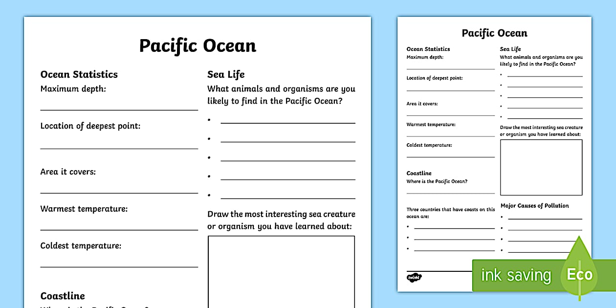 Pacific Ocean Fact File Activity (Teacher-Made) - Twinkl