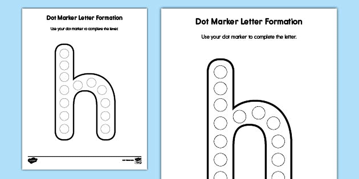 Lowercase Letter h: Dot Marker Letter Formation Worksheet