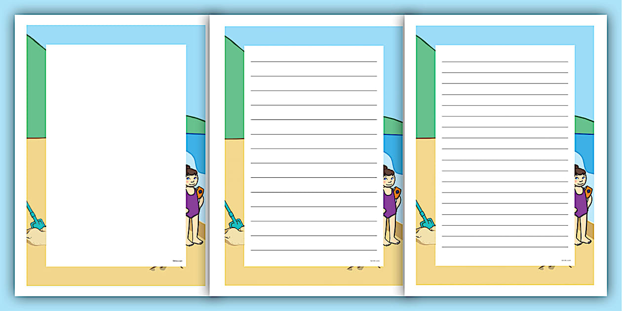 Summer Seaside Page Borders (teacher made) - Twinkl