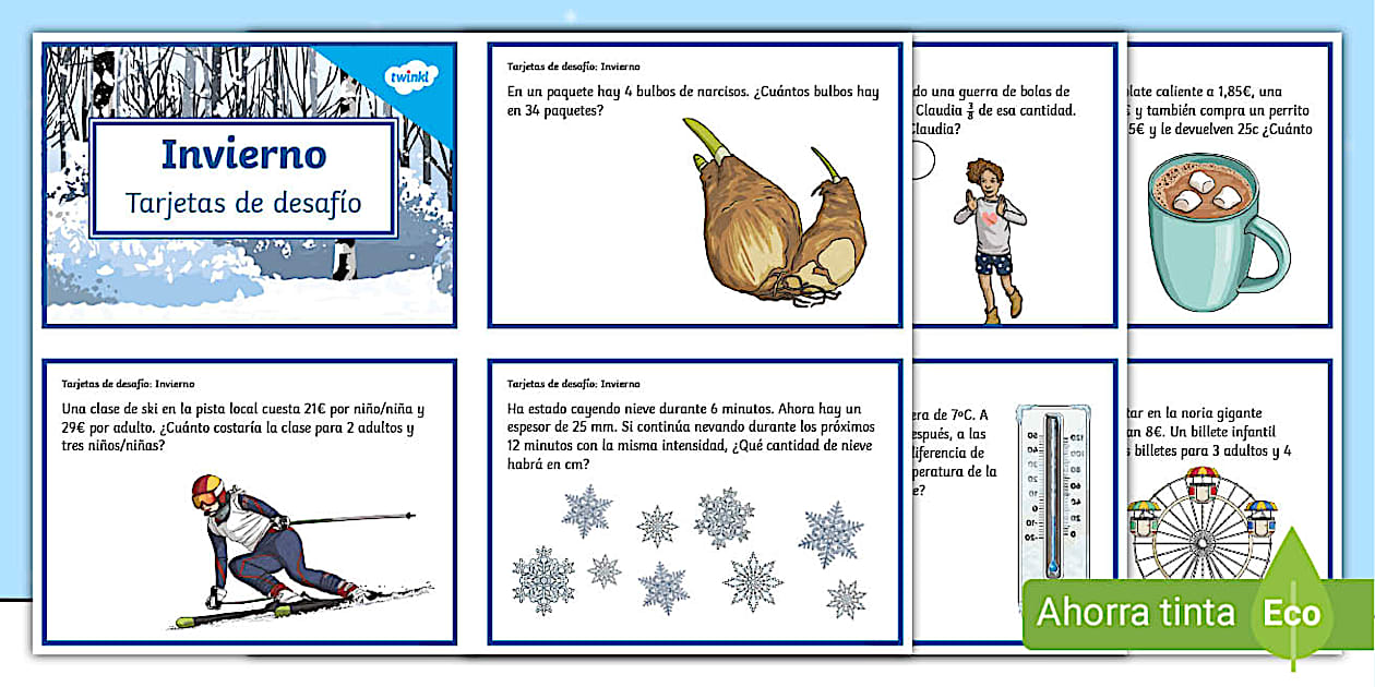 Tarjetas de desafío: Invierno (teacher made) - Twinkl