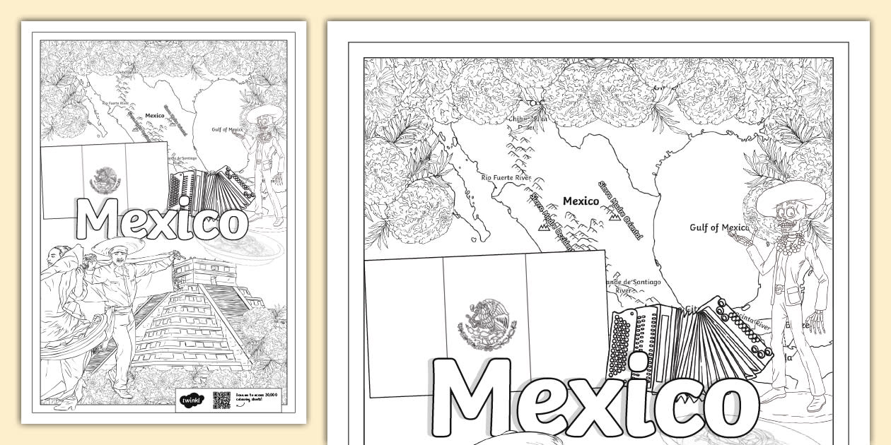 Mexico Cover Page Colouring - Twinkl Geography - Twinkl