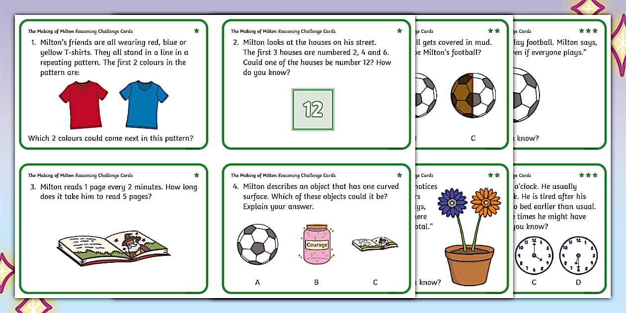 The Making of Milton Year 1 Reasoning Maths Challenge Cards
