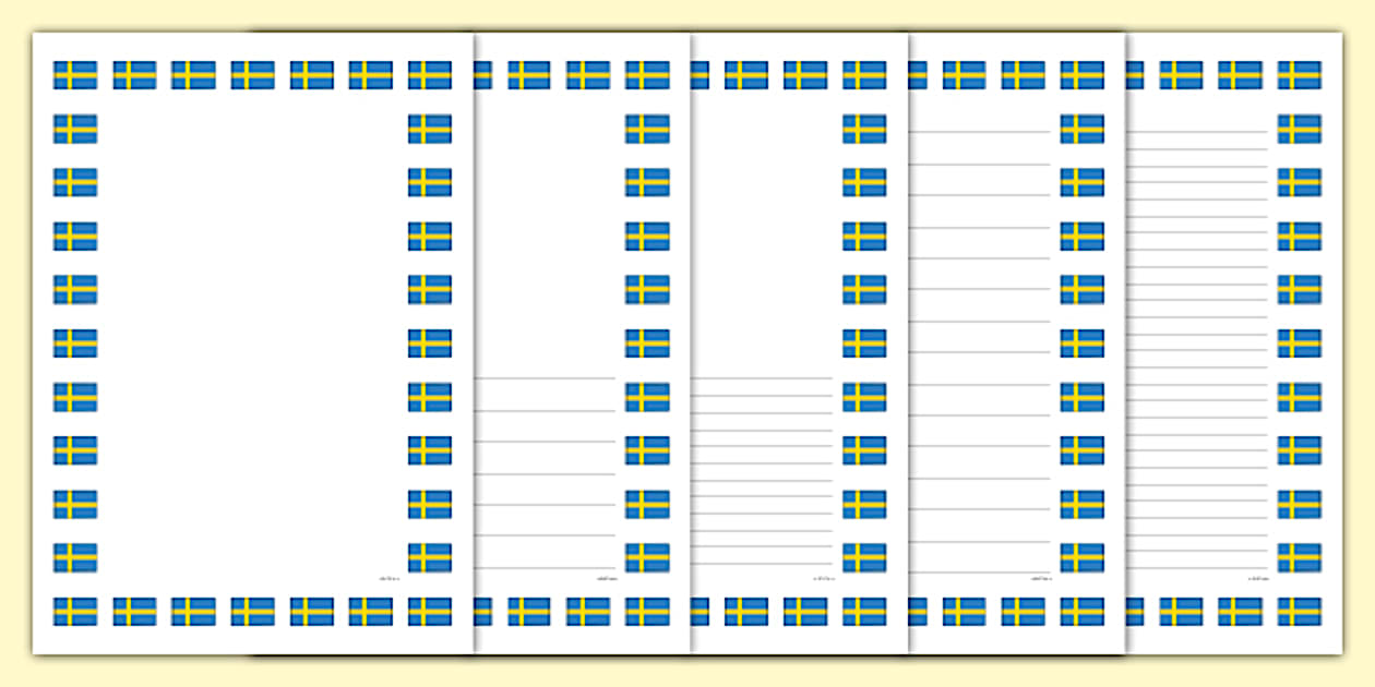 Swedish Flag Page Borders (teacher made) - Twinkl