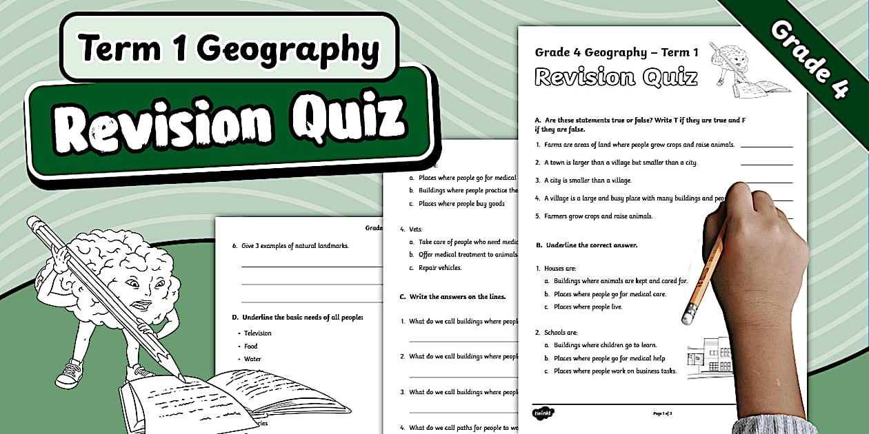 Grade 4 Geography – Term 1 – Revision Quiz (CAPS Aligned)