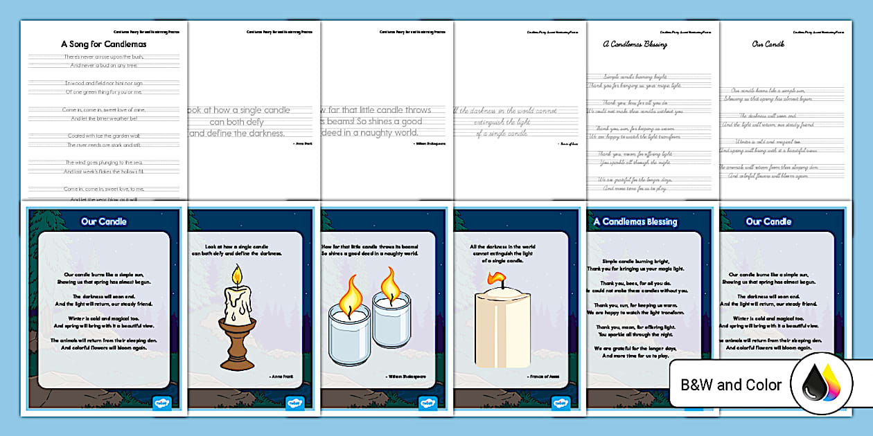 Candlemas Poetry Set and Handwriting Practice Sheets