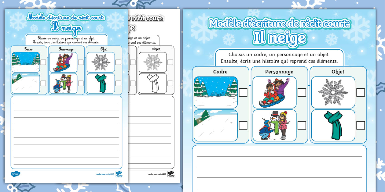Modèle d'écriture de récit court : Il neige - Twinkl