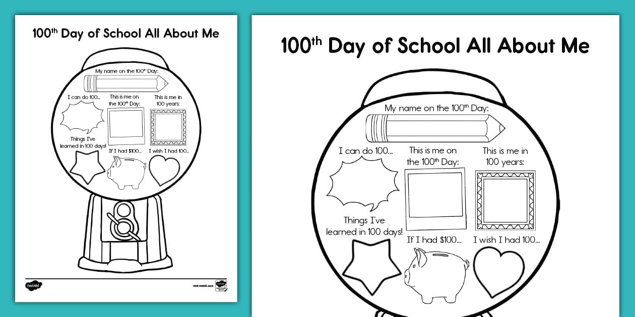 100th Day of School All About Me Activity
