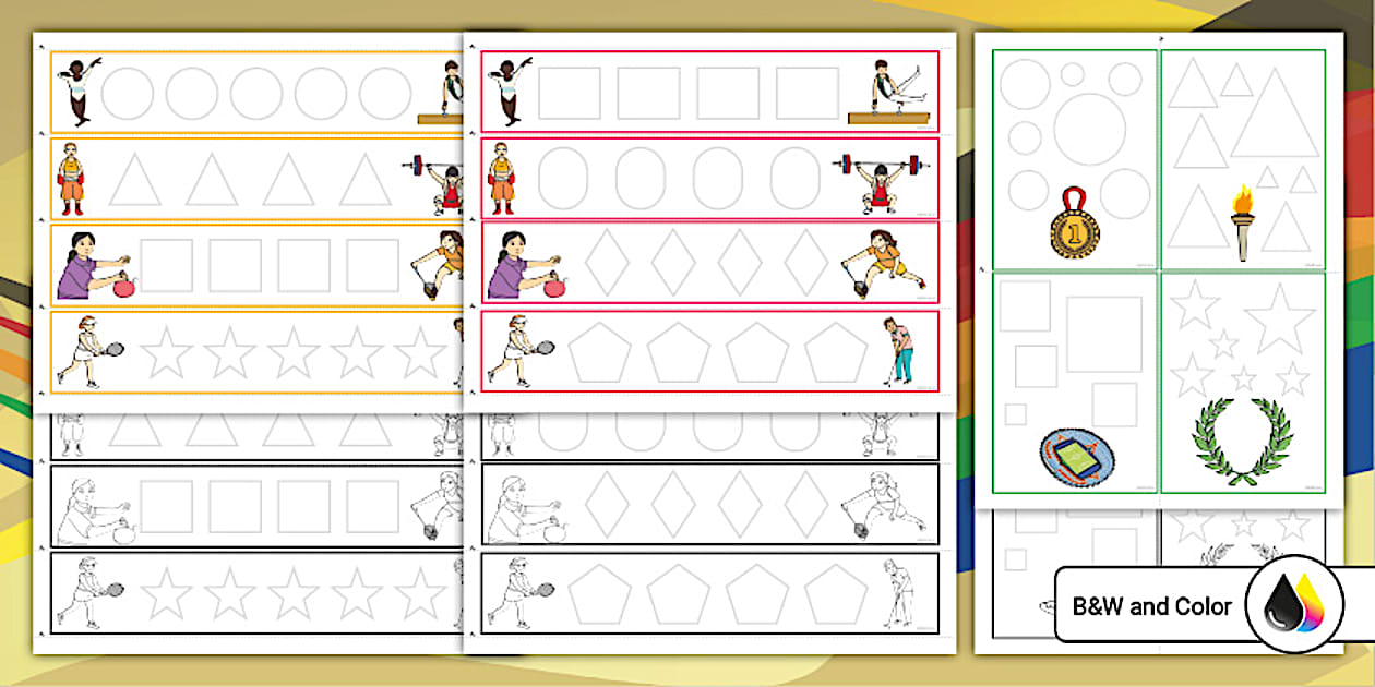 Summer Games Fine Motor Skills Tracing Cards: Shapes for PreK-K