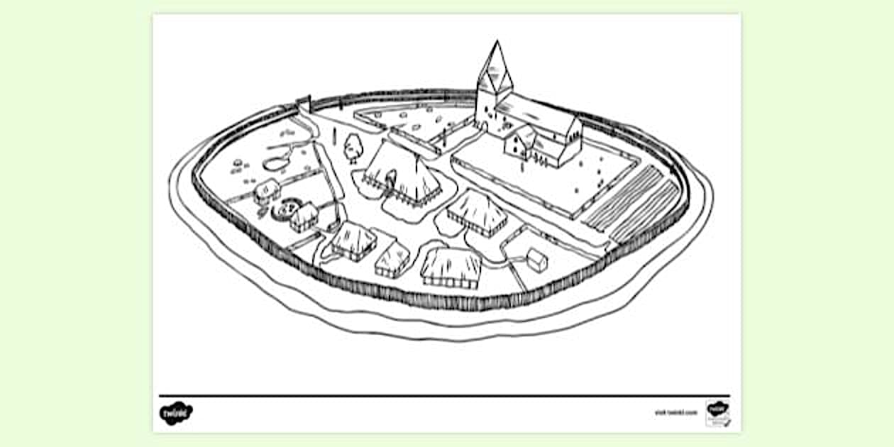 Anglo-Saxon Burh Colouring | Colouring Sheet
