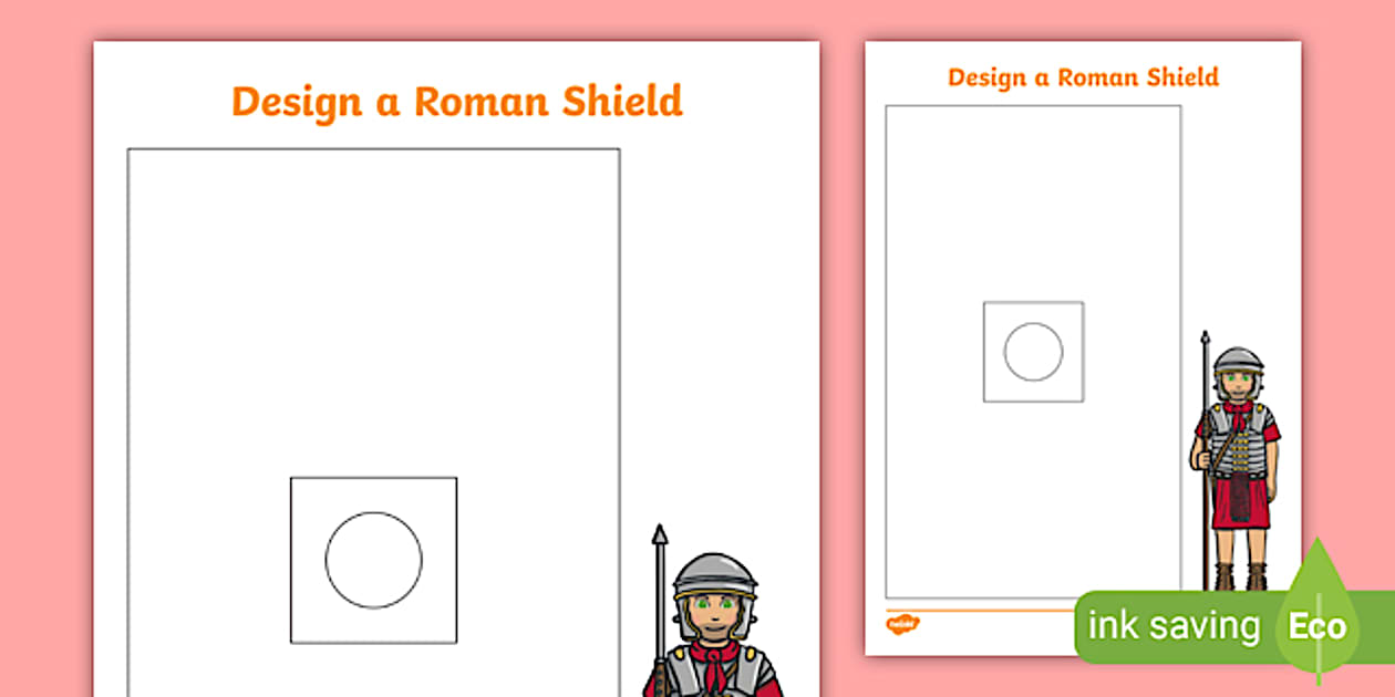 Black and White Roman Shield Design Template - Twinkl