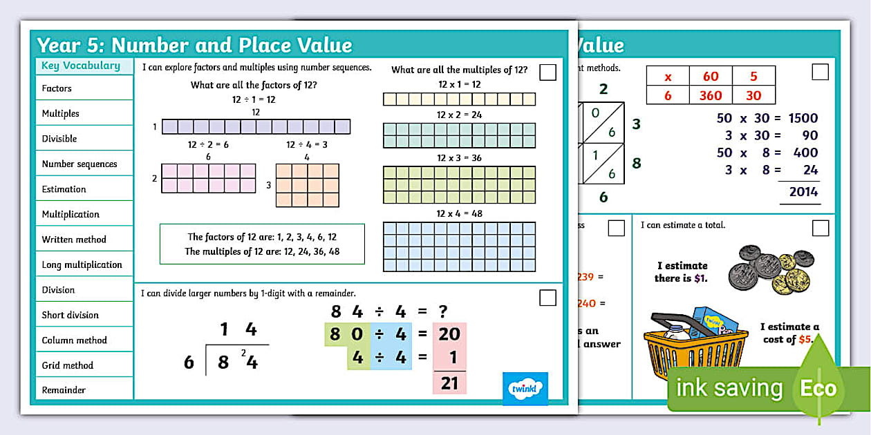 Year 5 Number and Place Value Maths Knowledge Organiser