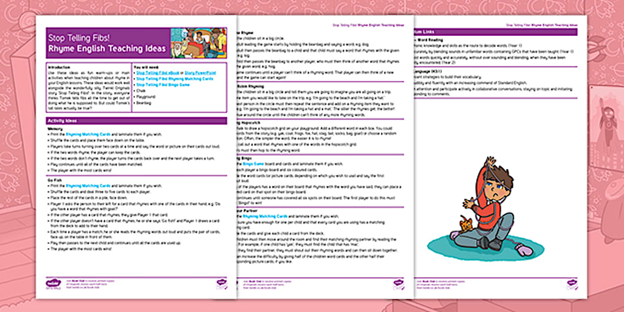 Stop Telling Fibs! Rhyme Teaching Ideas - Twinkl