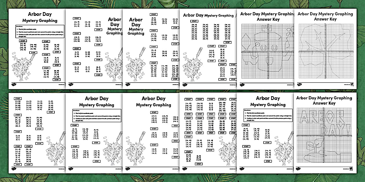 Arbor Day Mystery Graphing Activity Pack for 6th-8th Grade