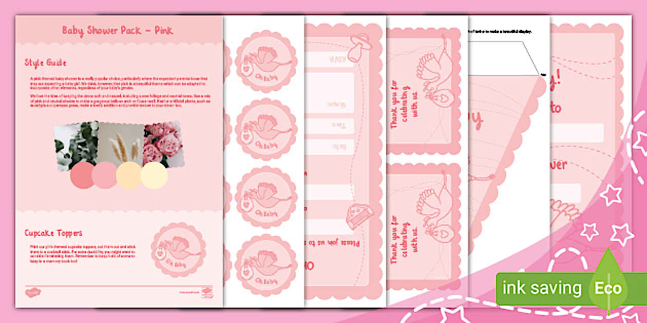 Pink Themed Baby Shower Pack (teacher made) - Twinkl