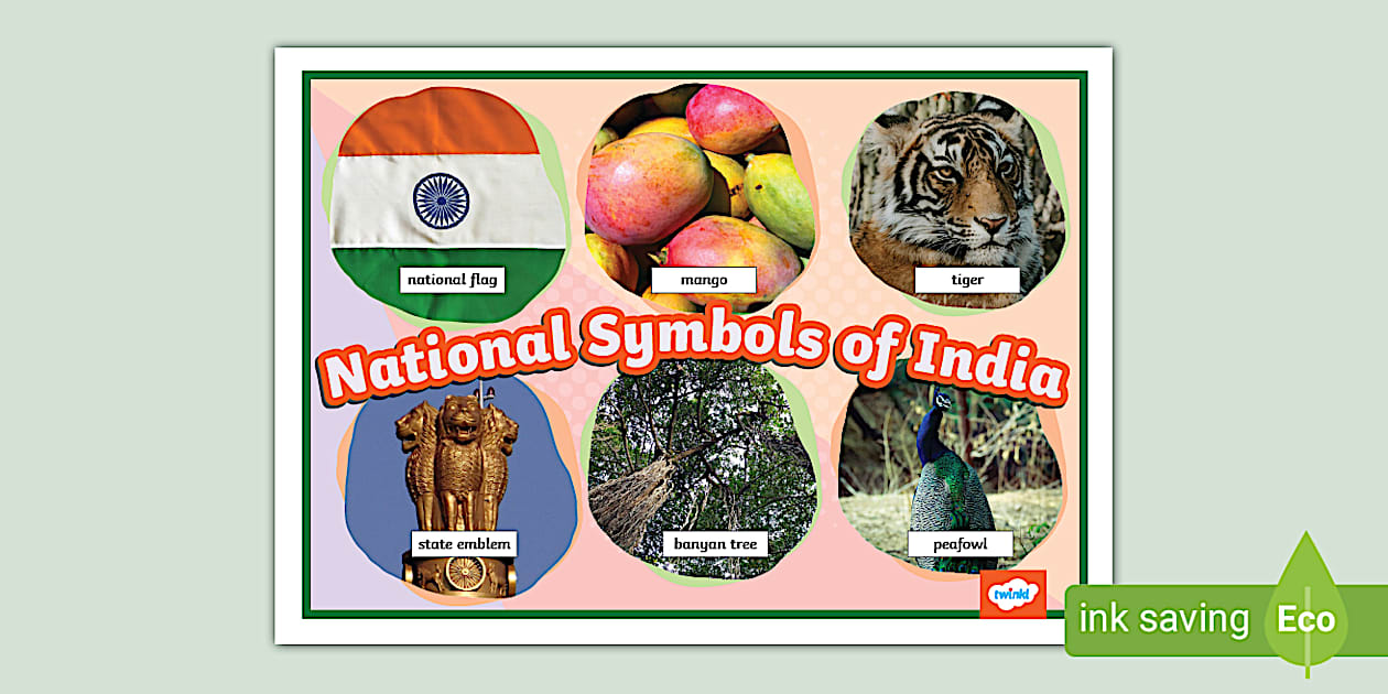 National Symbols of India Photo Display Poster