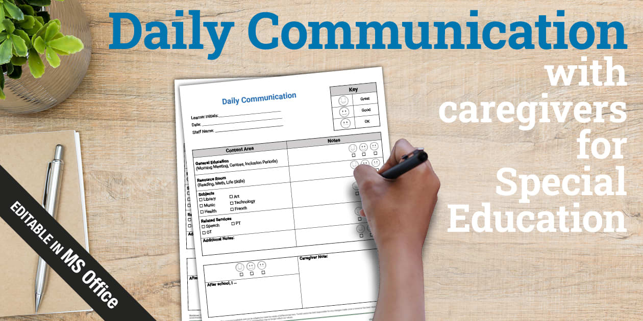 Editable Daily Communication Sheet for Special Education