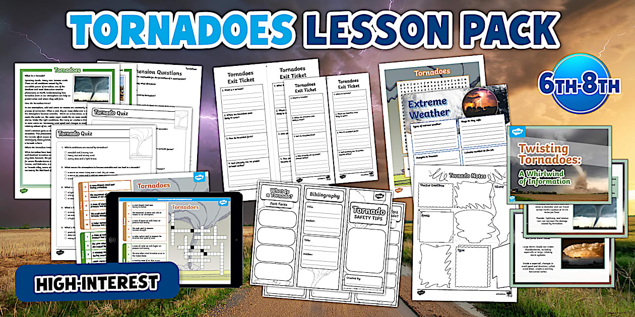 Tornadoes Lesson Pack for 6th-8th Grade (teacher made)