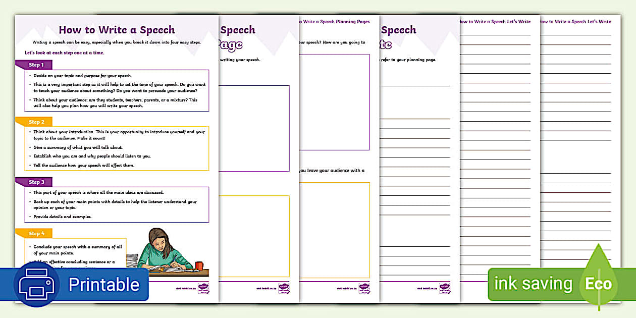 Writing Frame on How to Write a Speech (teacher made)