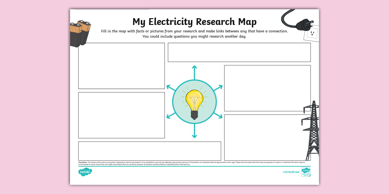 Electricity Themed Research Map (teacher made) - Twinkl