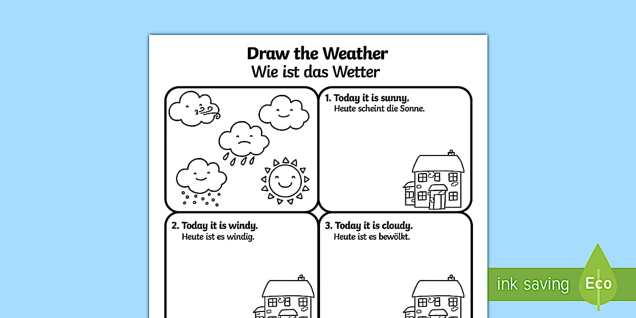 Editable Draw the Weather Worksheet English/German - Twinkl