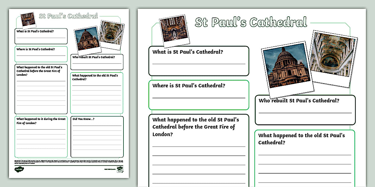 St Paul's Cathedral Fact File Template (teacher made)