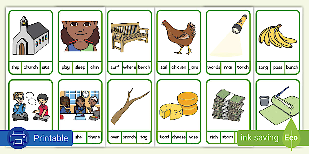 Grade 3 Phonics: ch- and -ch peg card activity
