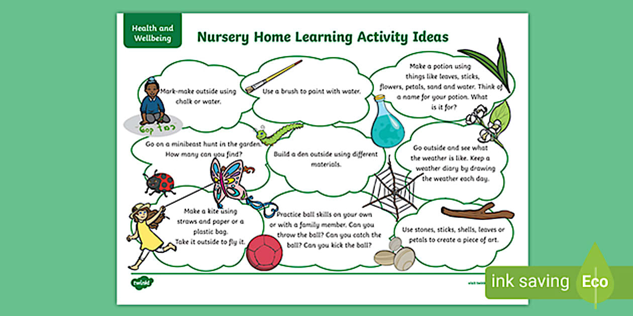 Outside nursery Activities - Ideas for Home Learning