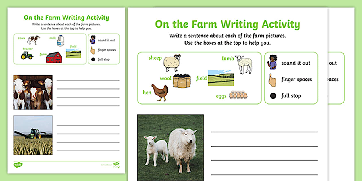 Editable On the Farm Early Writing Activities - Twinkl