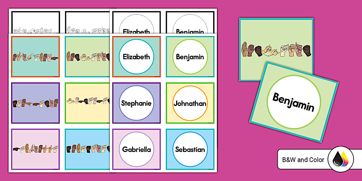 ASL Fingerspelling Long First Names Matching Cards - Twinkl