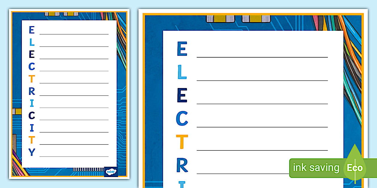Electricity Acrostic Poem Template (Teacher-Made) - Twinkl